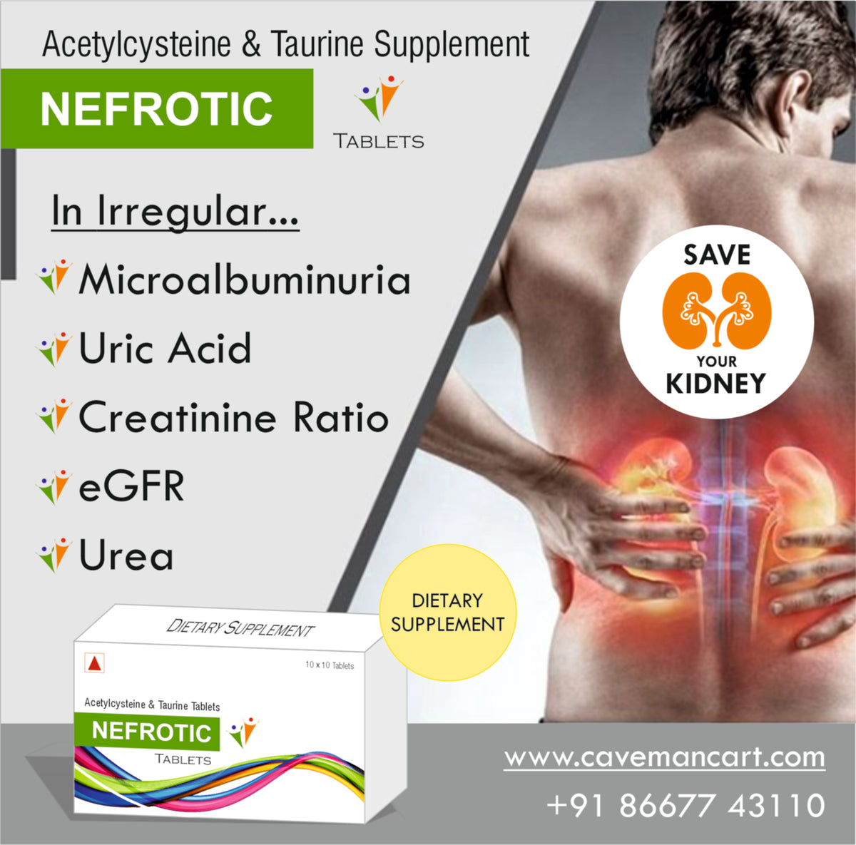 NEFROTIC (100 Tabs Pack) to SAVE KIDNEY – Caveman Cart
